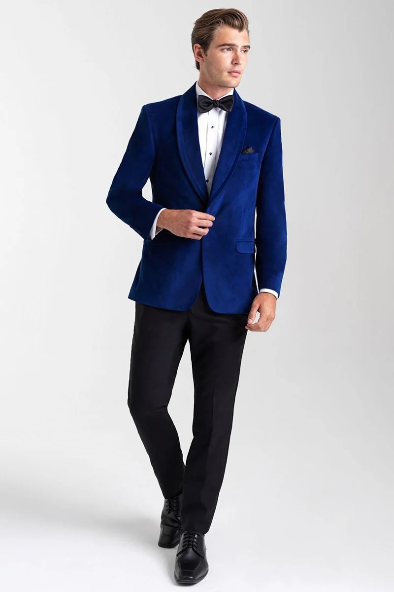 Velvet Blazer - Mens Blazer - Dinner Jacket - Venice Sapphire Blue Vel