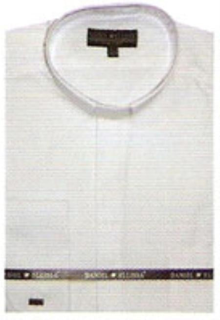 65% Poly Men's Banded Collar Mandarin Collarless Preacher Round Style