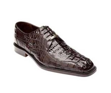 Brown Dress Shoe Authentic Genuine Skin Italian Chapo - Brown caiman