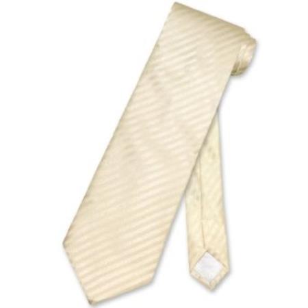 Egg Yolk Cream Vertical Stripes Men's Neck Tie - Men's Neck Ties - Men