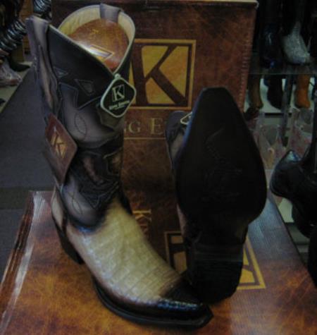 King Exotic Boots Tan Oryx Snip Toe Genuine Crocodile Western Cowboy D