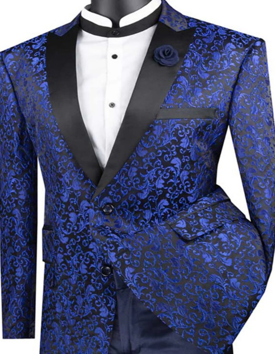 Blue Floral Prom Suit for Guys MensItaly