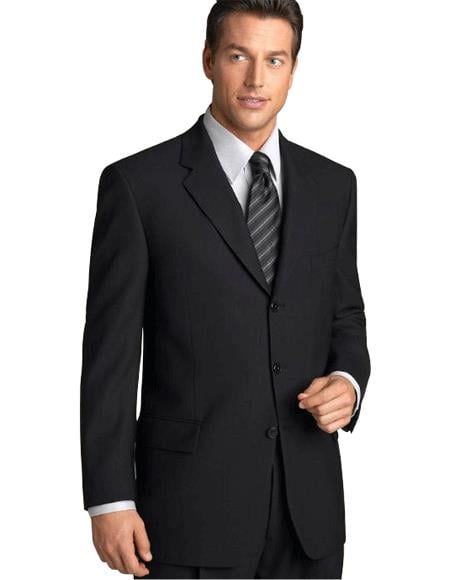 Liquid Solid Jet Black Men's Suits Three buttons style Super 150's pre