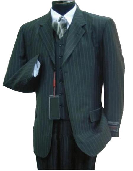 Luxurious #MU3B Black & Smoth Conservative Pinstripe 3 Pieces Vested B