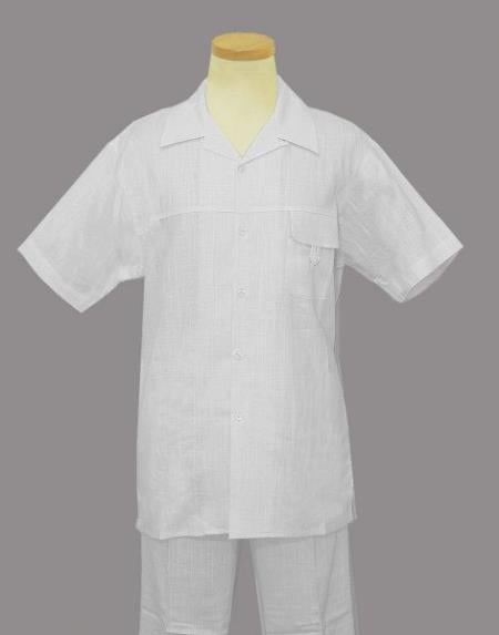 Mens Linen Suit / Cotton French Cuffs 2 Piece Summer Casual Two Piece