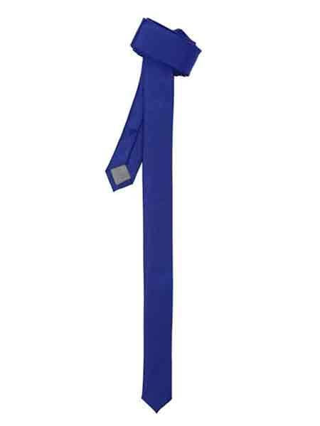 Royal Blue Fully Lined Super Skinny Slim NeckTie-Men's Neck Ties - Men