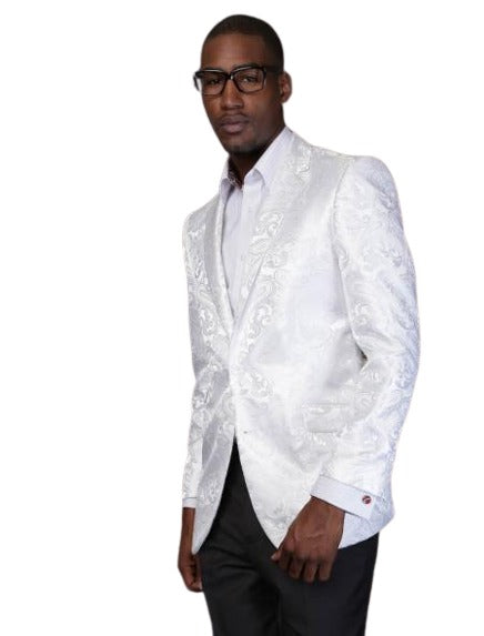 Floral Men's Satin Shiny Dinner Jacket Blazer Paisley Sport Coat Flash