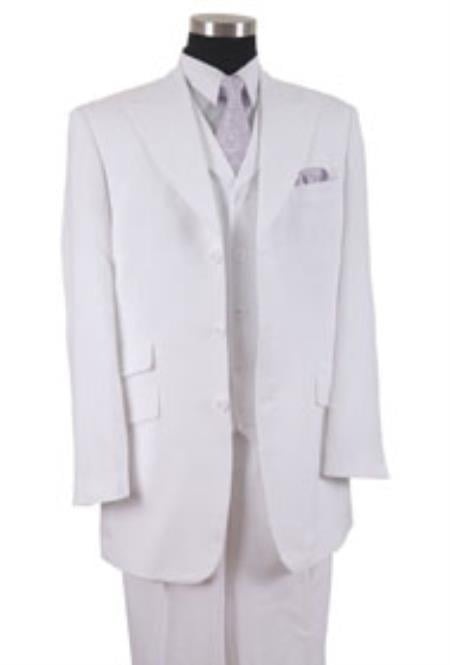 Mens Three Piece Suit - Vested Suit Mens White Impeccably hand sewn an