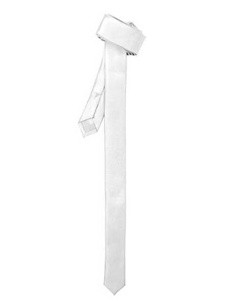 Super Skinny White Slim Fully Lined Fashionable Shiny NeckTie-Men's Ne