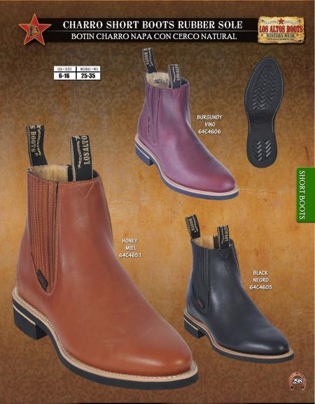 Los Altos Boots Men's Chelsea Charro Short Boot ~ Botines Para Hombre