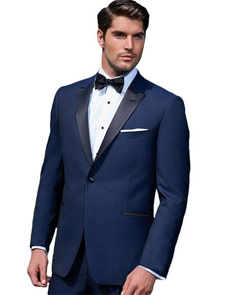 Giorgio Fiorelli Men's 2 Button Tuxedo Blue Modern Fit Suits Double Si