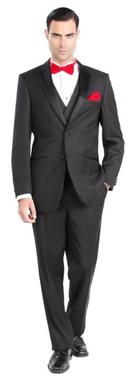 Giorgio Fiorelli Men's Two Button Three Piece Walton Tuxedo with Vest