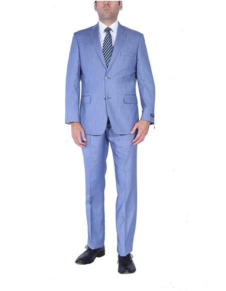 Men's Light Blue Two-Piece Classic Fit 2 Button Cheap Priced Business