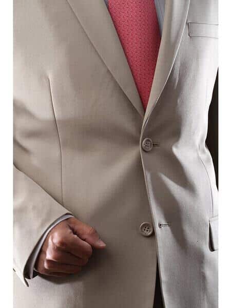 Personality Taupe Custom Pinstripe Soft Man Made Fiber Notch Collared