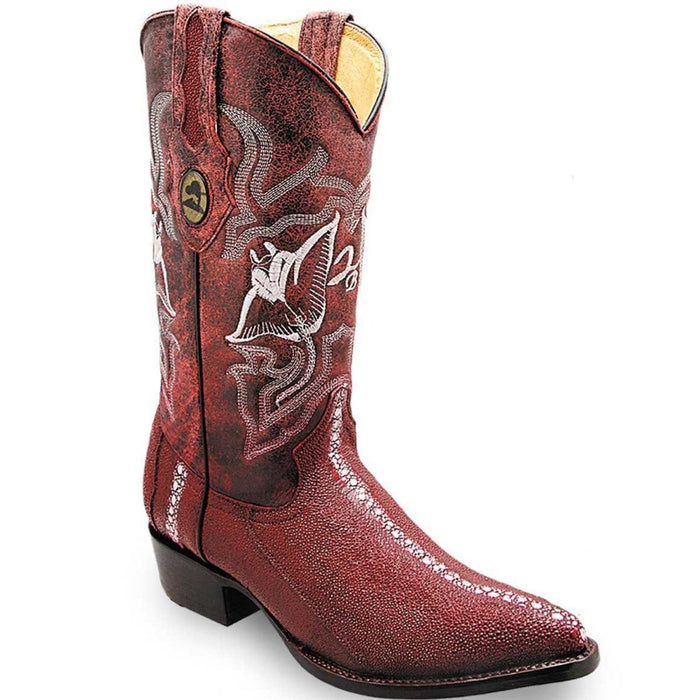 Botas de Mantarraya Perla Completa Grabada Horma Puntal