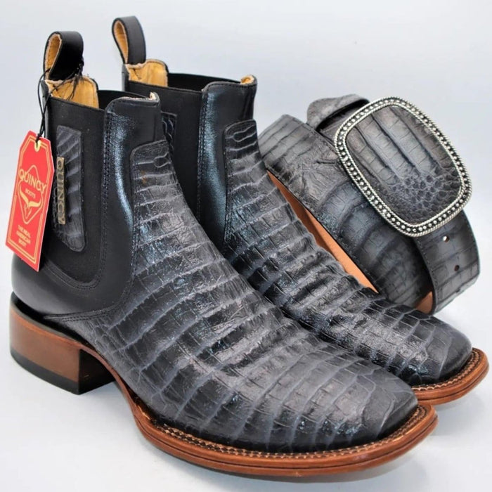 Botin de Cocodrilo Grabado Nuca Gris MensItaly