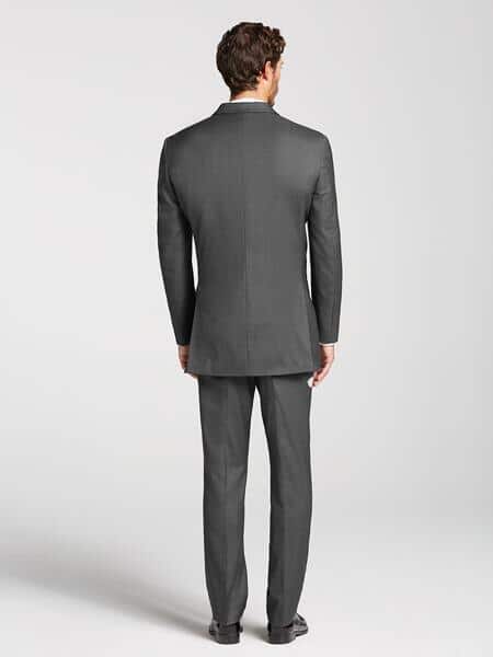 Pinstripe Notch Collared Soft Man Made Fiber One Center Back Vent 3 Pi