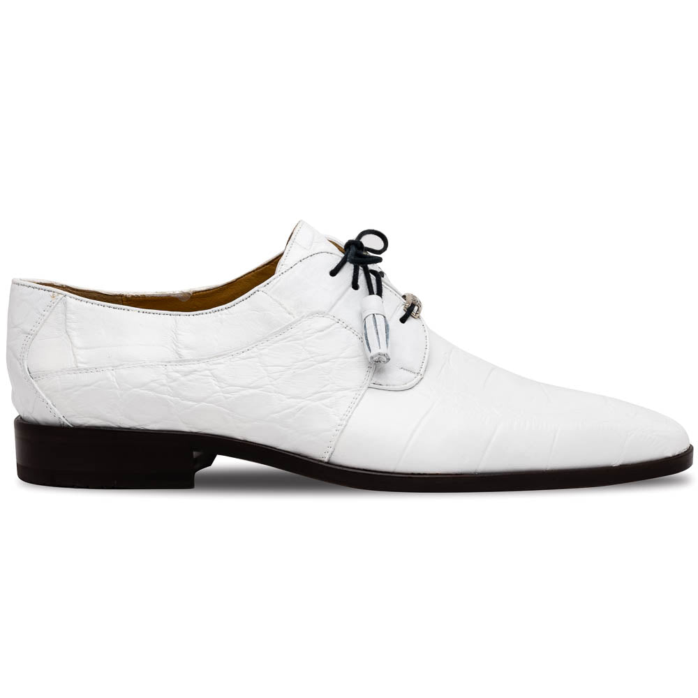 Marco Di Milano Fitipaldi White Alligator Derby Shoe