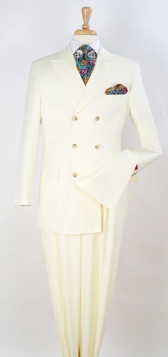 Apollo King Men's 2pc Double Breasted Suit Wide Peak Lapel