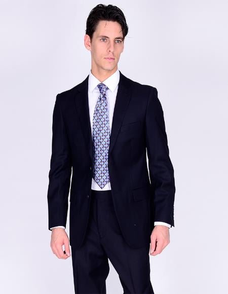 Bertolini Silk & Fabric Suit Dark Navy- High End Suits - High Quality