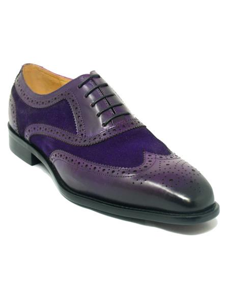 Wingtip Shoe - Two Toned Shoe - Lace Up Shoes - Carrucci Shoes - Leath