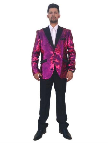 Hot Pink Tuxedo - Prom Pink Tuxedo - Rose Pink Tuxedo - Pink and Black