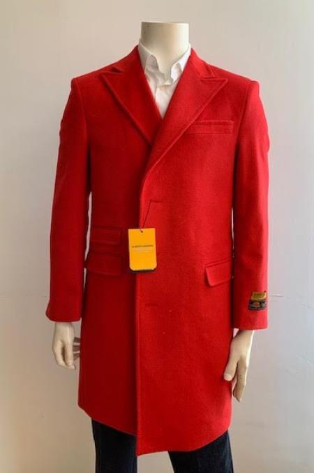 Red Trench Coat - Long Red Coat - Mens Red Peacoat - Mens Red Overcoat
