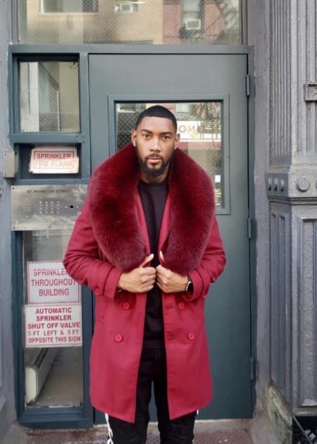 Red Trench Coat - Long Red Coat - Mens Red Peacoat - Mens Red Overcoat