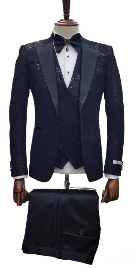 Giovanni Testi Suits - Giovanni Tuxedo Sequin Suit - Shiny Tuxedos - P