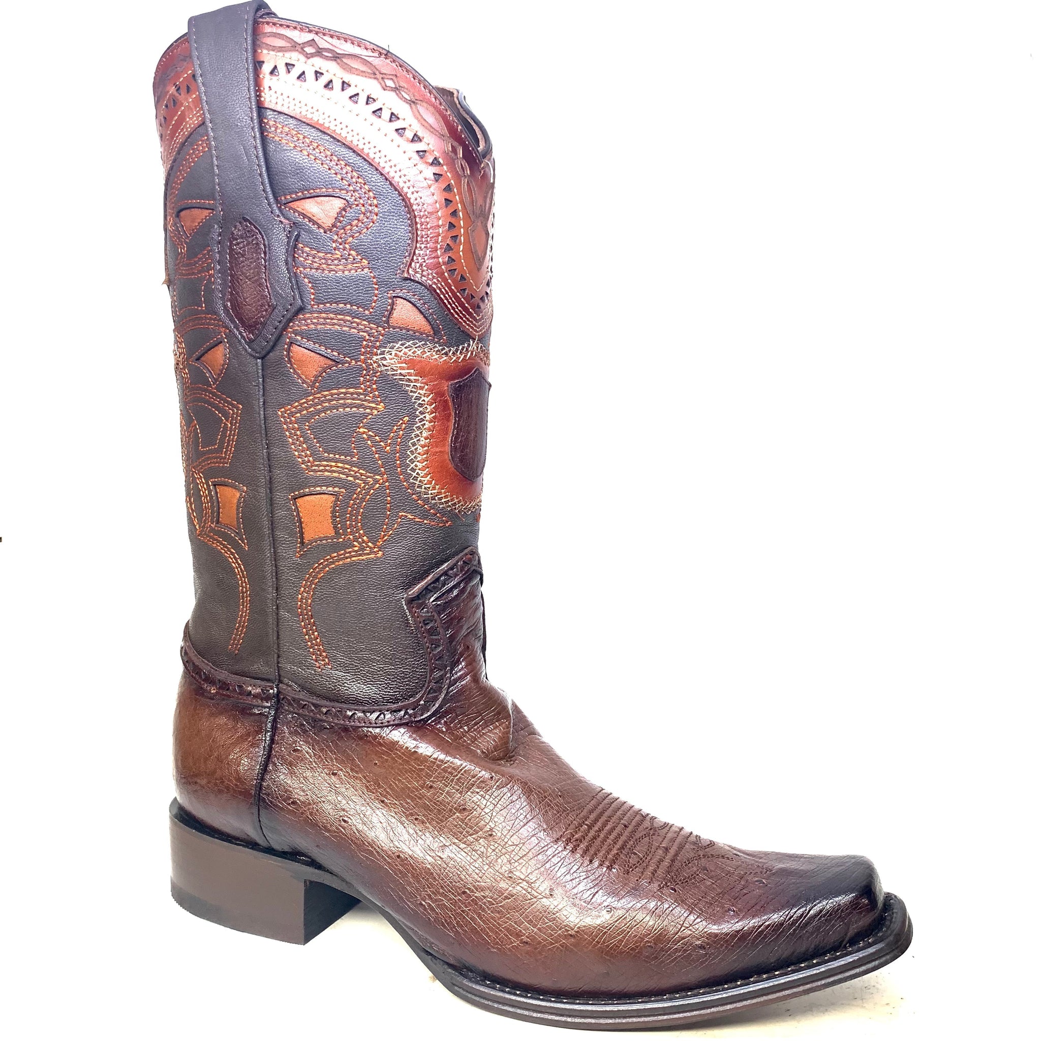 Los Altos Brown Ostrich Cowboy Boots MensItaly