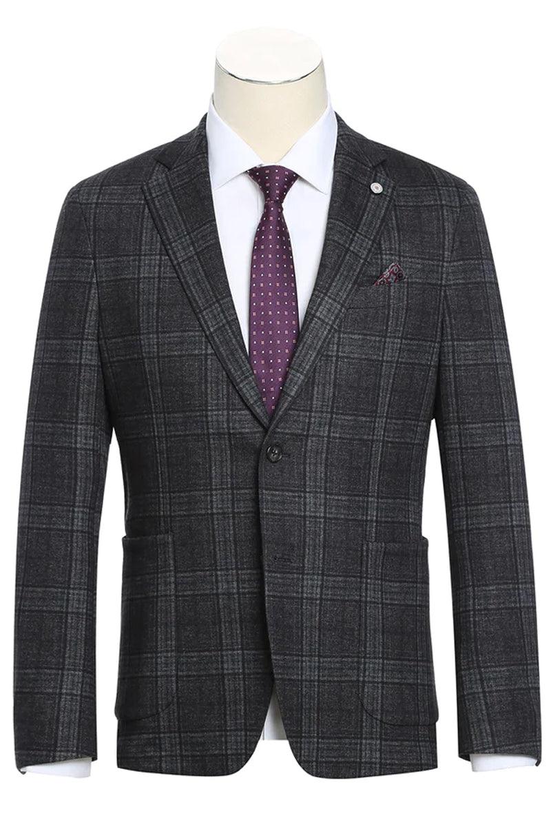 Pelago Grey-Black Windowpane Blazer MensItaly